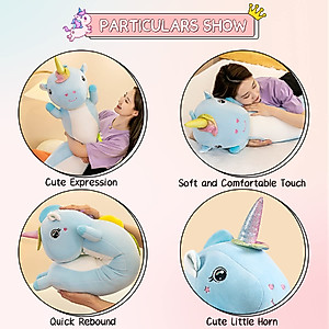 Unicorn Plush Pillow: Soft 27.5" Large Hugging Stuffed Animal Toy for Kids, Girls - Blue (Baby Shower, Birthday, Valentine)