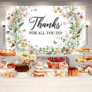 Avezano Thanks for All You Do Backdrop Wildflower Thank You Party Decorations Thank You Father Staff Teachers Professors Doctors Banner 70.8 x 43.3 Inch