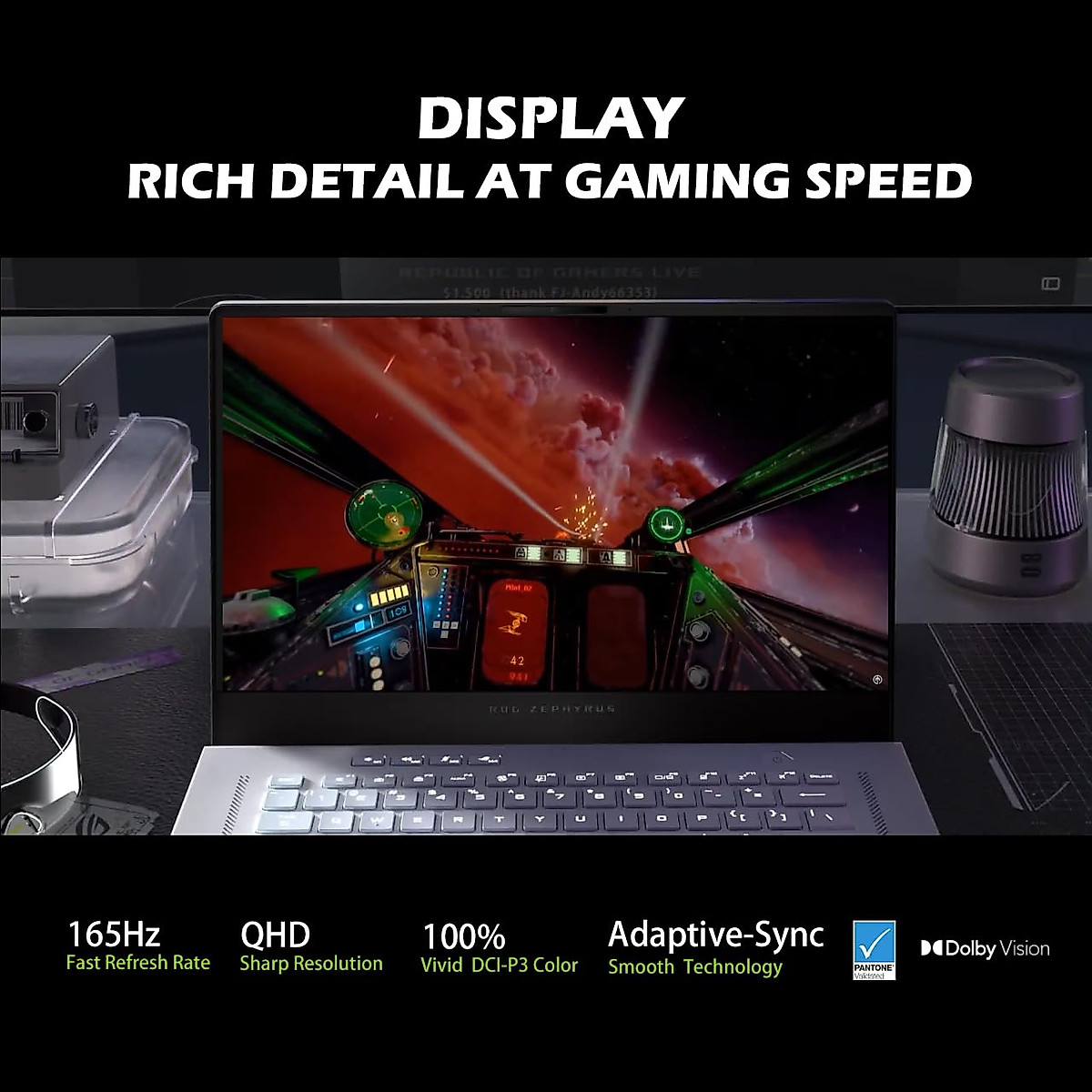 ASUS ROG Zephyrus 15.6 Gaming Laptop, 15.6" WQHD(2560 x 1440) 165Hz Display, NVIDIA GeForce RTX 3060, AMD Ryzen 9 6900HS, 16GB DDR5, 1TB SSD, Backlit Keyboard, Windows 11, Eclipse Gray