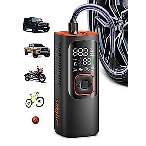 Skight Tire Inflator Portable Air Compressor - Powerful 160PSI & 2X Faster, Accurate Pressure LCD Display, Cordless Easy Operation - Portable Air Pump for Car, Motorcycle, E-Bike, Ball