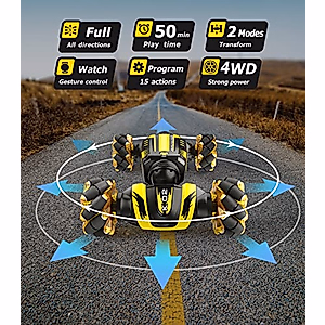 DODOELEPHANT Gesture Sensing RC Stunt Car, 1:12 Large Drifting Remote Control Car with Watch Hand Controlled, 4WD 12.5MPH Fast On/Off Road RC Cars Toys for Boys Adults Kids