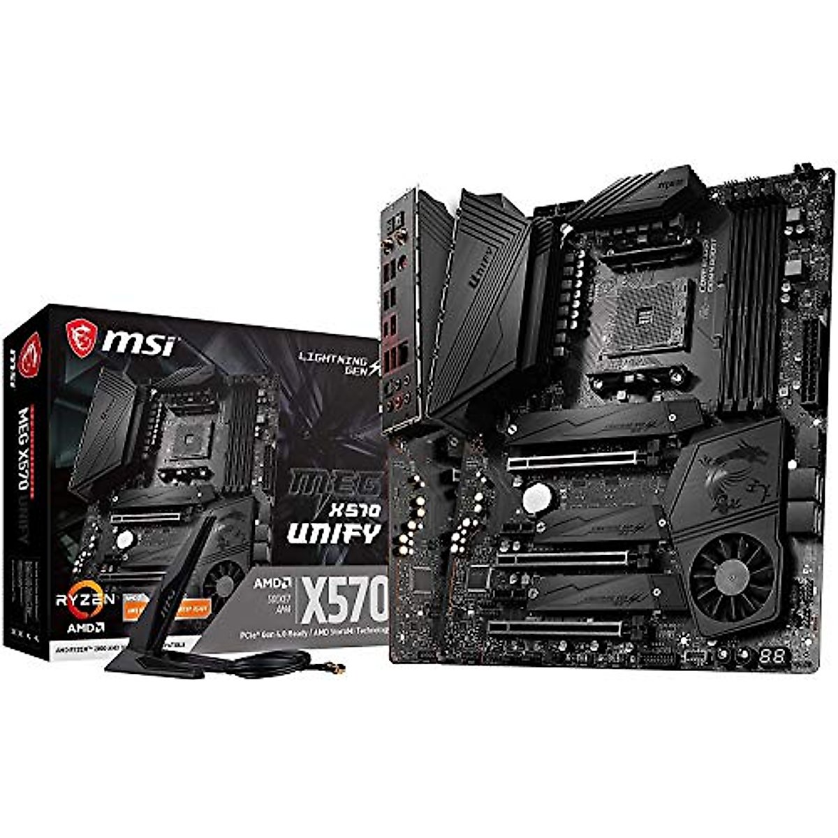 MSI Meg X570 Unify Motherboard (AMD AM4, DDR4, PCIe 4.0, SATA 6GB/s, M.2, USB 3.2 Gen 2, Ax Wi-Fi 6, Bluetooth 5, ATX)