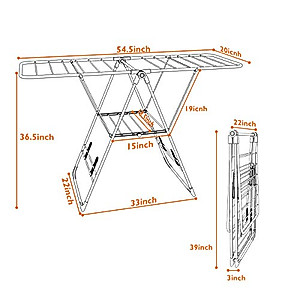 LDAILY Clothes Drying Rack, Laundry Clothes Storage, Portable Folding Dryer, Heavy Duty Clothes Hanger, Lightweight and Stable Clothes Dryer for Indoor and Outdoor Use