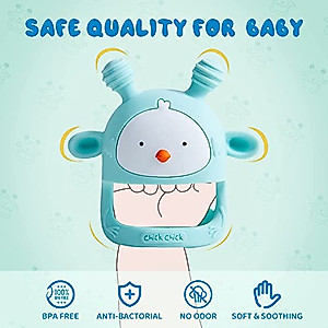 COZYPANDA Baby Teether, Teething Toys for Babies 0-6 Months, Never Drop Baby Teething Toys, Silicone Teether Toys, Infant Toys, Teething Pacifier, Baby Chew Toys for Teething Relief, BPA Free(Green)