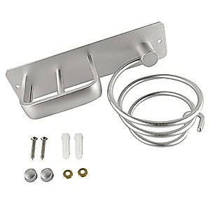 Hair Dryer Holder Wall Mount(No Drilling),Hair Dryer Organizer,Curling Iron Holder,Easy to Install,Space Saving,Bedroom and Bathroom Hair Tool Organizer for Hair Dryer,Curling Iron(Silver)