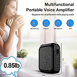 Voice Amplifier with Lapel Microphone/Microphone Headset-18W Waterproof Megaphone Speaker Pa System with 2 Mics, Bluetooth 5.0 Portable Microphone and Speaker for Teachers Elderly Tour Guide ect