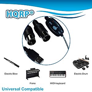 HQRP USB in-OUT MIDI Interface Cable Converter PC to Music Keyboard Adapter Cord for M-Audio Keystation 88ES 88-Key USB MIDI Keyboard Controller