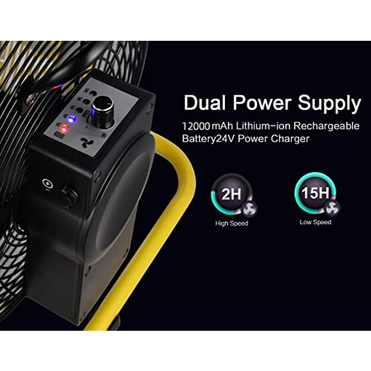 Geek Aire Rechargeable Outdoor High Velocity Camping Floor Fan, 16” Portable Battery Operated Fan with Metal Blade for Garage Barn Gym Camp, Cordless Industrial Fan, Camping Gear Accessories