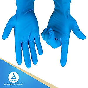 Dynarex Safe-Touch Disposable Nitrile Exam Gloves, Powder-Free, Latex-Free, Touchscreen Friendly, Blue, Small, 1 Box of 100 Disposable Nitrile Gloves