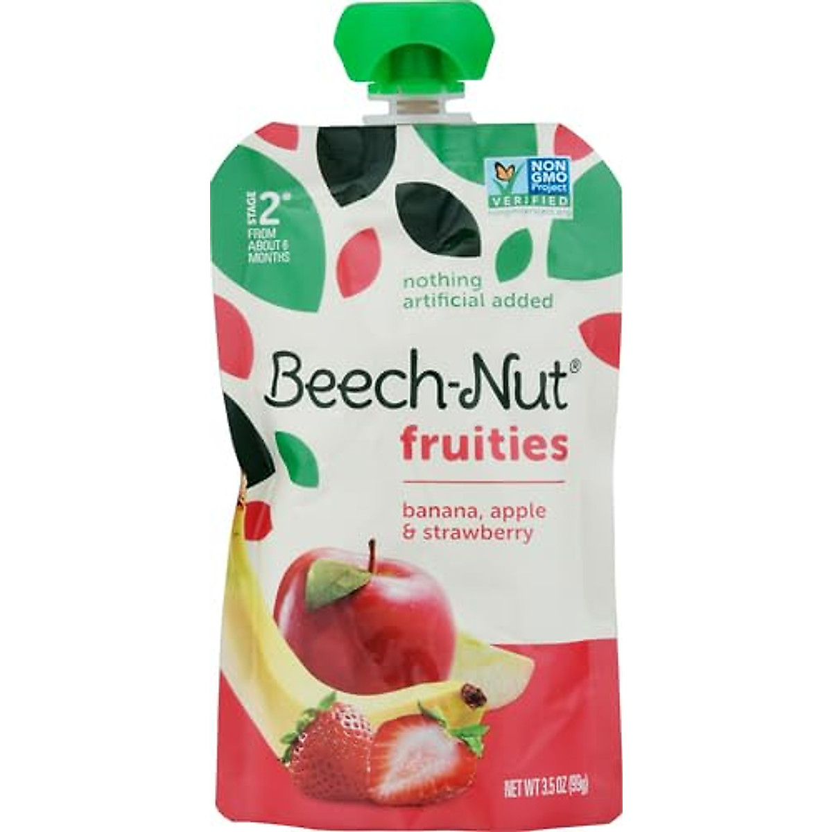 Beech-Nut Fruities Stage 2 Baby Food, Banana Apple & Strawberry, 3.5 oz Pouch