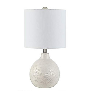 SAFAVIEH Lighting Collection Memphis Modern Contemporary Ivory Ceramic 20-inch Bedroom Living Room Home Office Desk Nightstand Table Lamp (LED Bulb Included)
