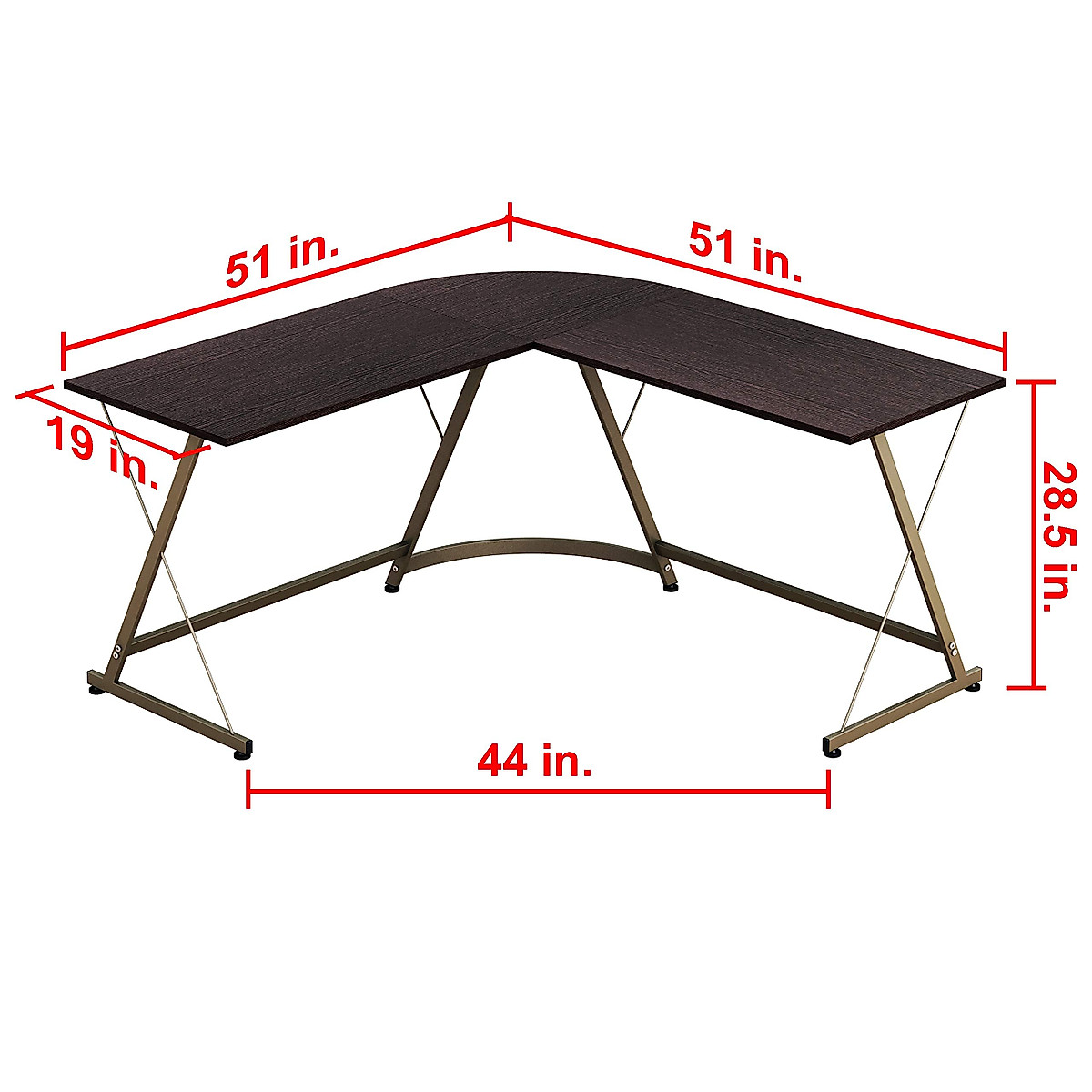 SHW L-Shaped Computer Gaming Desk, Espresso