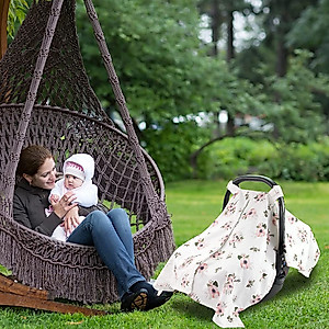 MHJY Baby Car Seat Cover, Car Seat Covers for Babies Multi-use Infant Carseat Canopy Cover for Girls Boy Nursing Breastfeeding Cover,A-White