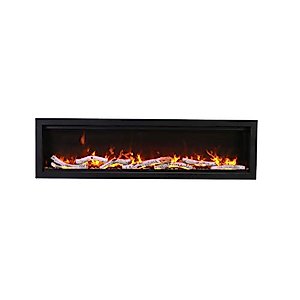 Amantii SYM-60-BESPOKE Symmetry Series Bespoke 60-Inch Built-in Electric Fireplace with Remote, Birch Log Media, Black Steel Surround
