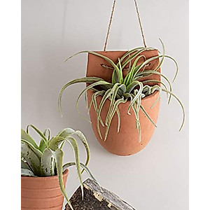 Foreside Home & Garden Terracotta Hanging Wall Storage Pocket with Jute Hanger