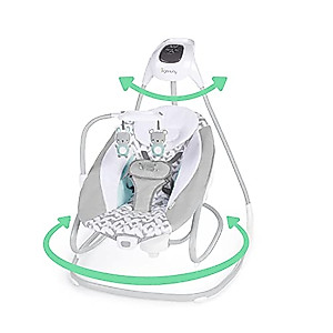 Ingenuity 2-in-1 SimpleComfort Lightweight Compact 6-Speed Multi-Direction Baby Swing & Rocker, Vibrations & Nature Sounds, 0-9 Months 6-20 lbs (Raylan)