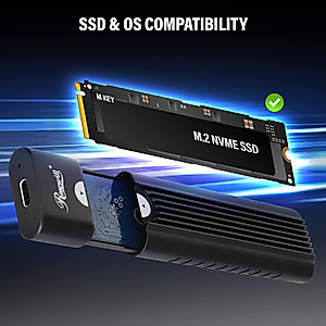 Rosewill USB-C to M.2 NVMe Tool-Free Enclosure Adapter, 10Gbps USB-C 3.1 Gen 2, Thunderbolt 3 Compatible, Supports M.2 NVMe SSDs 2230, includes USB-C and USB 3.0 Cables - RHUB-20001