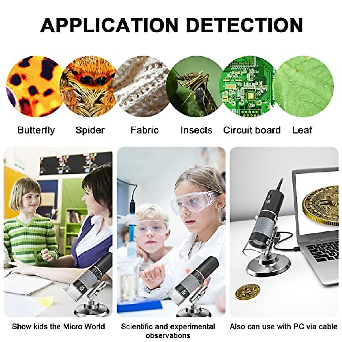 Bysameyee 4K 3840x2160P Wireless Digital Microscope, Handheld HD USB Inspection Camera Endoscope 50x-1000x Magnification, Compatible with iPhone iPad Android Phone Tablet Windows Mac (with Stand)