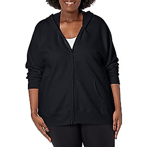 JUST MY SIZE womens Comfortsoft Ecosmart Fleece Full-zip Women's athletic hoodies, Ebony, 4X US