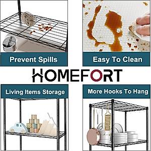 HOMEFORT 6-Shelving Unit, Adjustable Wire Shelving, Metal Wire Shelf with Shelf Liners and Hooks for Kitchen, Closet, Bathroom, Laundry, Black,21" W x 11" D x 69" H