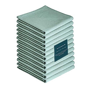 WHITEWRAP Kitchen Towels | 100% Cotton | Dish Towels for Kitchen | 18"x28" Vintage Plain Towels Blue 12-Pack | Hand Towels, Tea Towels, Dish Cloths| Super Absorbent | Reusable Cleaning Cloths