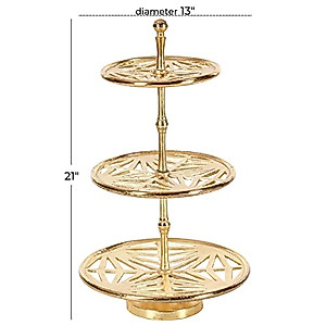 Deco 79 Aluminum 3 Tiered Tiered Server, 13" x 13" x 21", Gold