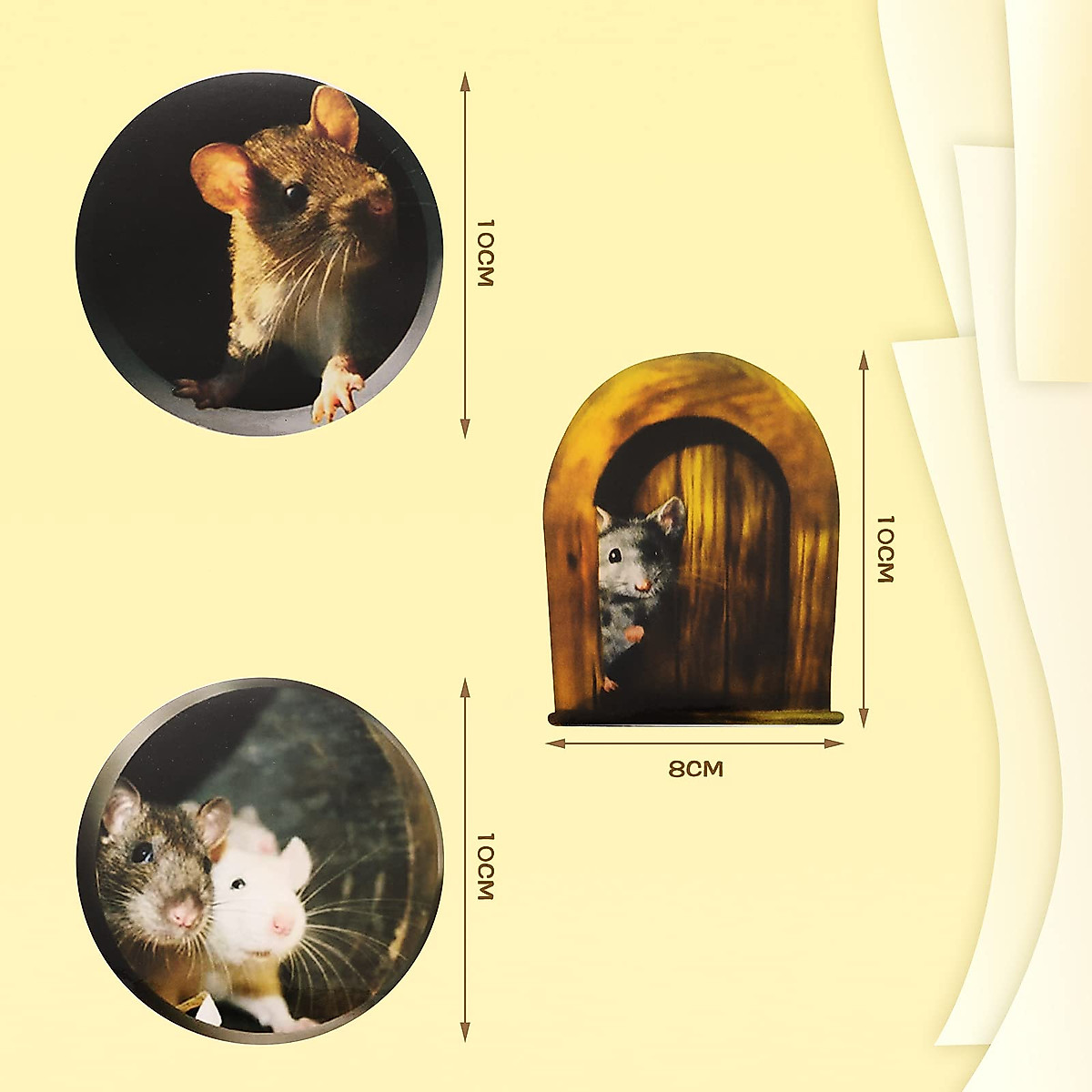 12 Pieces Mouse Hole Wall Sticker for Wall 3D Mouse Hole Wall Decal Mouse Reading Book in Wall Sticker Mural Realistic DIY Home Decal Animal for Home Nursery Wall Decor