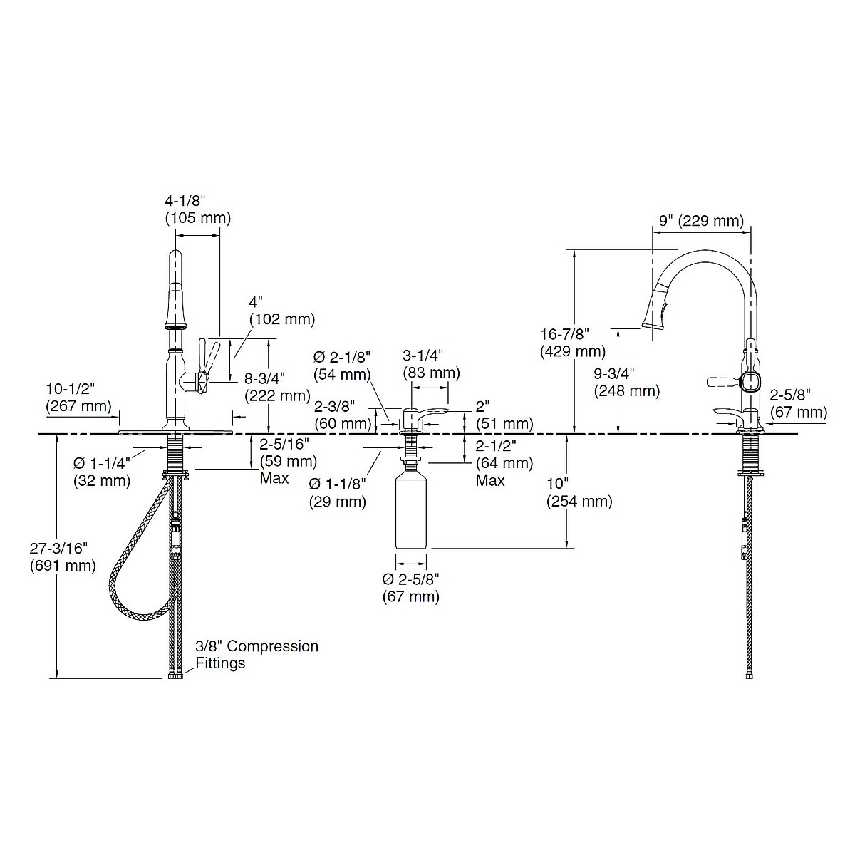 KOHLER Ealing K-R28703-SD-BL Single Handle Pull-Down Kitchen Faucet with Soap/Lotion Dispenser and Deck Plate Matte Black