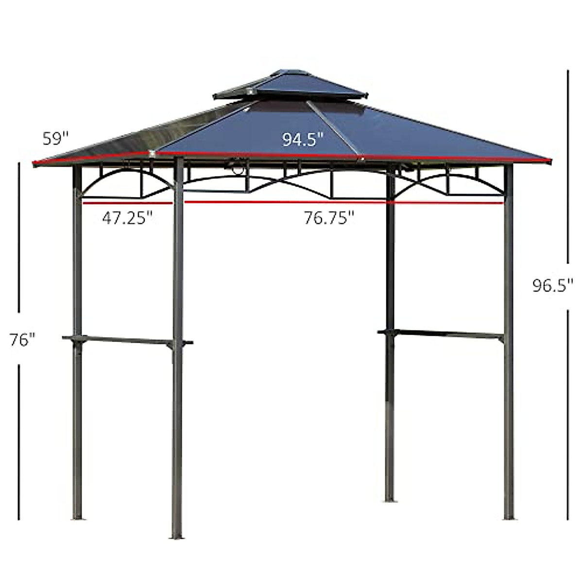 Outsunny 8' x 5' Barbecue Grill Gazebo Tent, Outdoor BBQ Canopy with Side Shelves, and Double Layer PC Roof, Brown