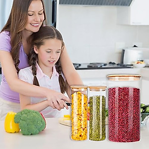 GTJ Large Glass Food Storage Containers with Lids, Glass Canisters 180oz [Set of 2], 1.4 Gallon Glass Jars with Bamboo Lids, Flour Sugar Containers, Airtight Storage Containers for the Kitchen