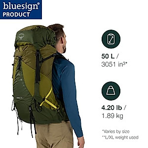 Osprey Atmos AG LT 50L Men's Backpacking Backpack, Black, L/XL