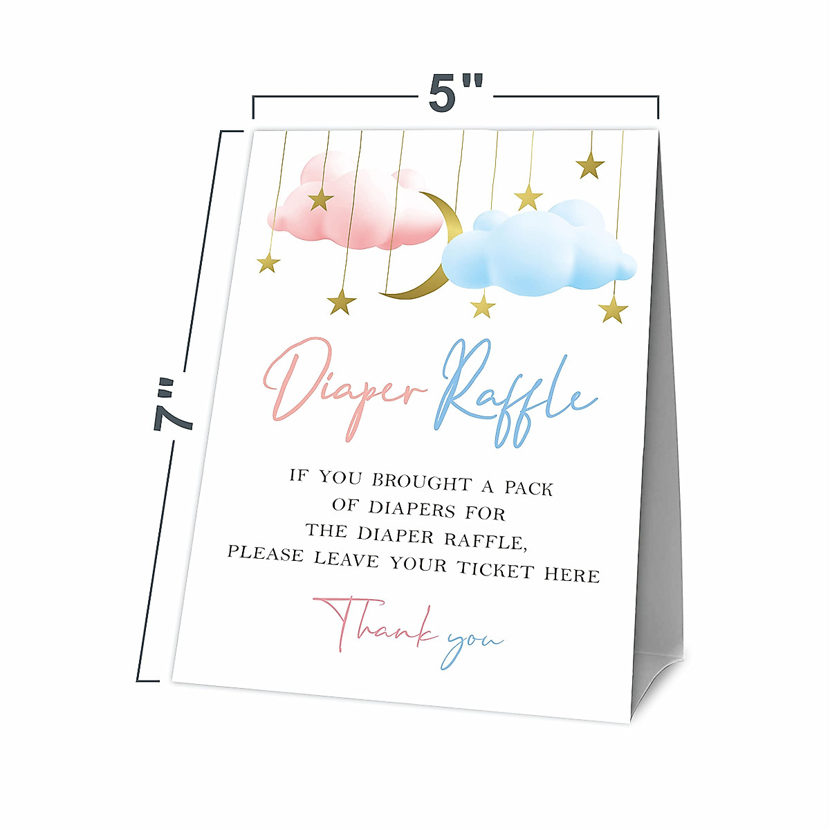 JCVUK Baby Shower Games, 1 Diaper Raffle Standing Sign with 50 Diaper Raffle Tickets, Twinkle Twinkle Little Star, Gold Moon and Stars Theme Gender Reveal Party Decorations and Supplies(LBLK-A05)