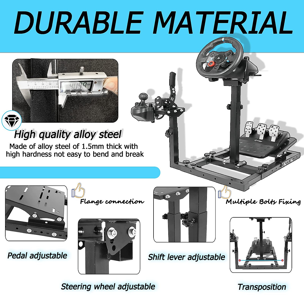 Anman G29 Racing Wheel Stand Fit for Logitech G920 G923 G27,Thrustmaster T150 T248 T300RS TMX,Fanatec Driving Simulator Cockpit Gravity Upgrade,Steering Wheel Pedal Seat Not Included