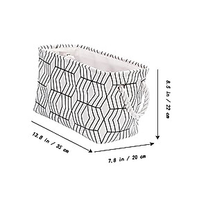 3-Pack Storage Basket Bins Fabric Decorative Shelf Basket Containers with Rope Handles Collapsible Empty Baskets for Nursery Home Office Closet, Black and White