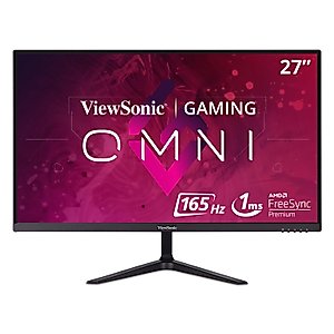 ViewSonic OMNI VX2718-P-MHD 27 Inch 1080p 1ms 165Hz Gaming Monitor with Adaptive Sync, Eye Care, HDMI and DisplayPort, Black
