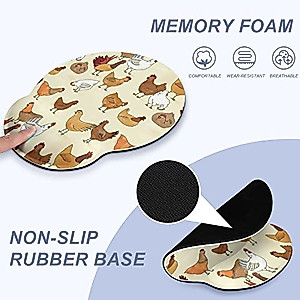 SEPTYK Yellow and White Chicken Pattern Ergonomic Mouse Pad with Wrist Support Rest Gel Non-Slip Rubber Base Mousepad for Computer Laptop Home Office Gaming Pain Relief