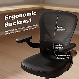 Modoway Desk Chairs with Wheels and Arms Ergonomic Mesh Office Chair with 300LBS Capacity (Black-1Unit)