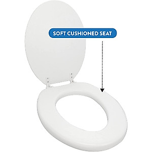J&V Textiles Soft Round Toilet Seat With Easy Clean & Change Hinge, Padded (White)*