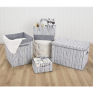 Sammy & Lou Birch Felt Toy Box; Collapsible; Gray, White; Two Handles; Hinged Lid; 22 in x 14.5 in x 15 in