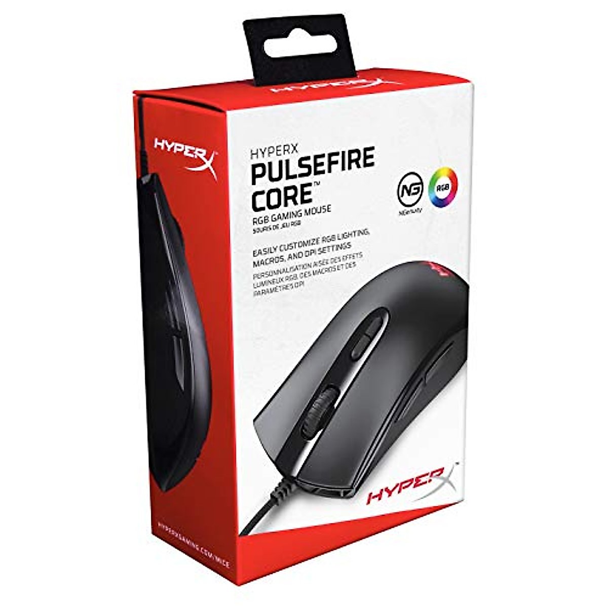 HyperX Pulsefire Core - RGB Gaming Mouse, Software Controlled RGB Light Effects & Macro Customization, Pixart 3327 Sensor up to 6,200DPI, 7 Programmable Buttons, Mouse Weight 87g