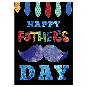 Morigins Happy Father's Day Garden Flag Double sided Colorful Tie and Mustache Yard Outdoor Decoration 12.5x18 Inch