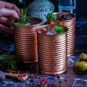 Kosdeg Copper Cocktail Tins Set of 2 12oz - Copper Cups For Drinking - Bean Tin Design - Perfect Copper Mug Bar Set for Tastier Drinks - Metal Tumbler gets Ice Cold In Seconds