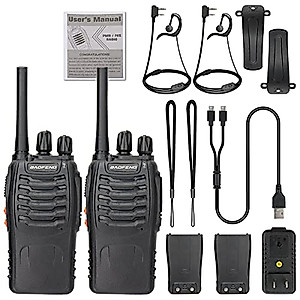 Walkie Talkies for Adults - Baofeng Long Range Walky Talky FRS Walkie Talkie Rechargeable Two Way Radio USB Charger- 16 Channels-Flashlight - Earpiece - Rechargeable Li-ion Battery(Include) - 2 Pack
