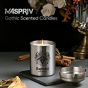 MASPRIV Gothic Scented Candle for Men - Rich Manly Scents, 50+ Hours Burn Time, Stainless Steel Tin with Popular Designs. Ideal Gift for Him(Oud Minerale)
