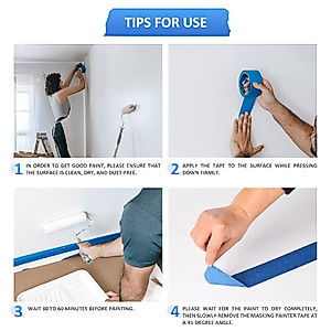 SEBETOW 10 Rolls Painters Tape 2 inch Bulk Painter Tape Blue Wide Roll, Blue Masking Tape, 2 Inches x 55 Yards for General Purpose Wall Painting, Home Improvement