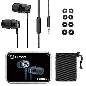 LUDOS Wired-Earbuds-Earphones-Headphones-Microphone, Turbo Ergonomic Earphone with Mic, Memory Foam, Durable Cable, Bass, Auriculares in-Ear Headphones for iPhone, iPad, Apple, Computer, Laptop, PC