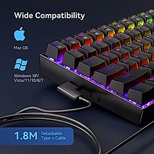 Mechanical Keyboard, Full RGB 75% Gaming Keyboard with Red Switches, Macro Editor Wired Keyboard 84 Keys for Windows Mac PC Laptop Tablet, K629-RGB
