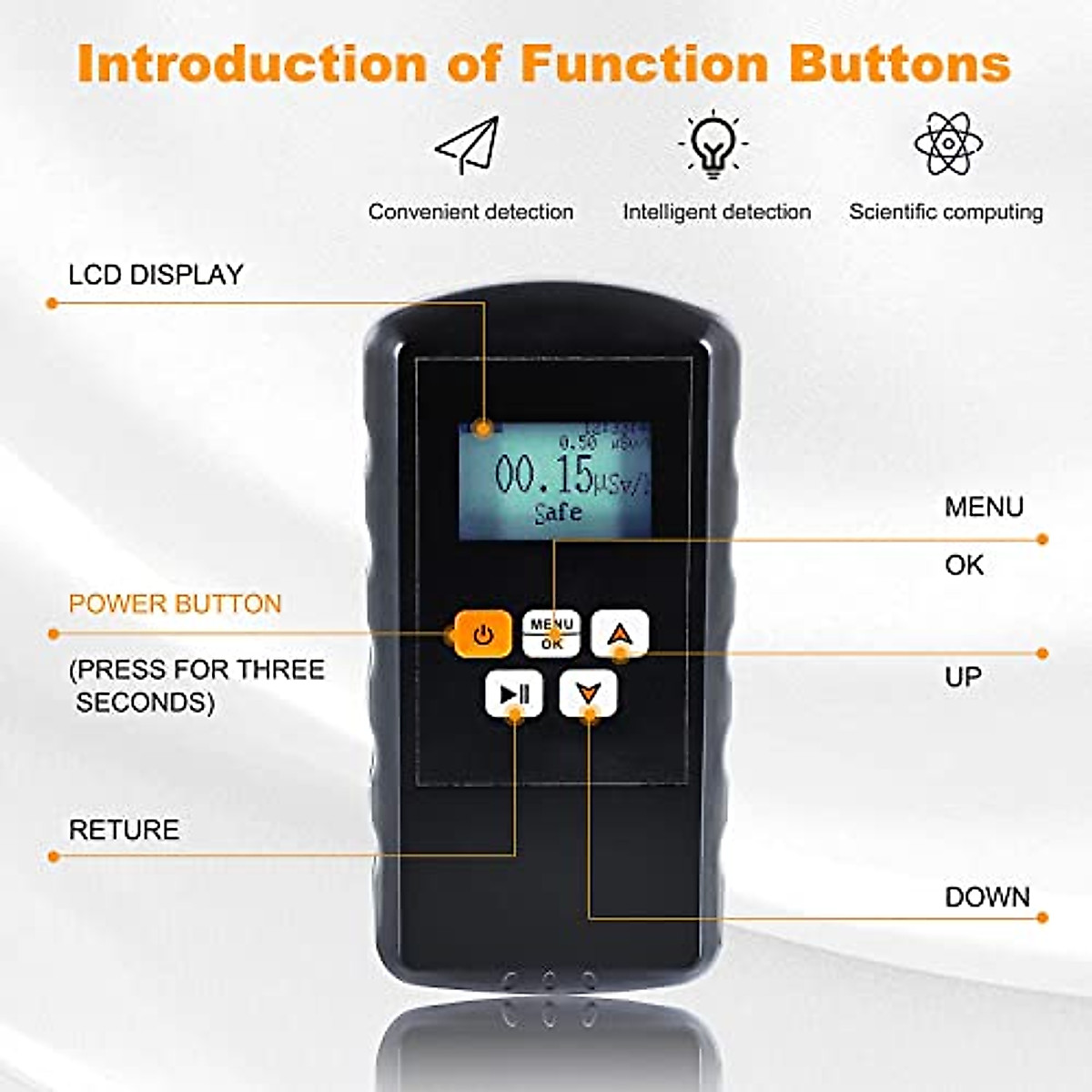 ZWJABYY Professional Nuclear Radiation Detector,Personal Radiation Dose Alarm Radioactive Geiger Counter Nuclear Radiation Detector,Portable Digital Meter High Sensitivity Accuracy
