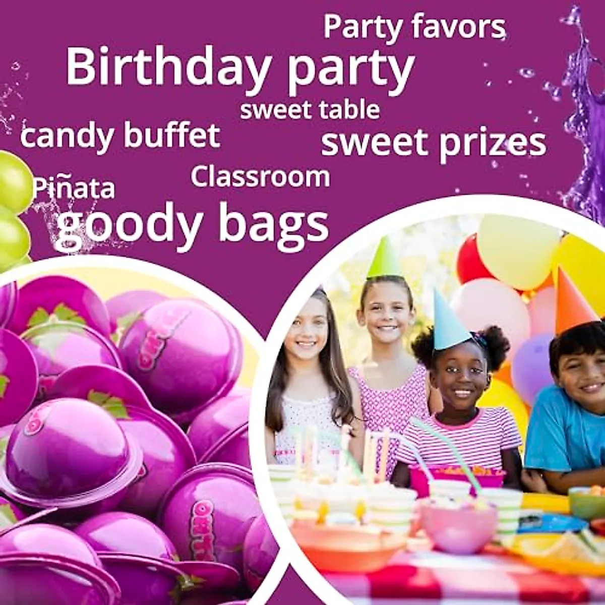 Gummy Candy - Large Jelly Filled Gummies - Grape Candies Filled with Grape Jam - 17 Pcs Individually Wrapped Chewy Candy Gummies in Jar - 1.18 Inches Big Fun Kids Candy - Easter Egg Stuffers