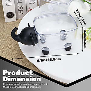 Roucerlin 2 Pack Clear Elephant Shape Cotton Swab Holder, Cute Cotton Pad Ball Dispenser, Plastic Storage Container Bathroom Canisters with Lids for Floss Toothpick Vanity Organizer (Elephant)